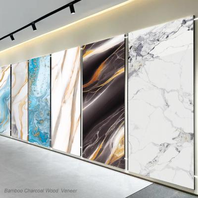 China Factory Price 8mm Waterproof Marble Wall Panel Bamboo Charcoal Wood Veneer Indoor Decorative Panel For TV Background Wall for sale