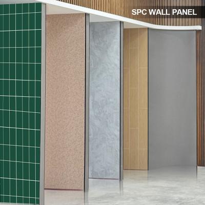 China Hotel Chain Same Style Wood Grain SPC Wall Panel Seamless Locking Waterproof Interior Decoration Board for Bathroom for sale