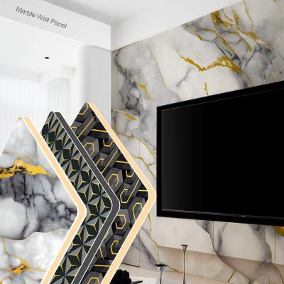 China High Quantity Background Board Bamboo Charcoal Wood Veneer Marble Wall Panel Marble Look Wall Paneling for sale