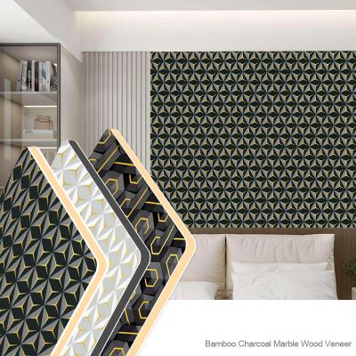China Wholesale PVC Bamboo Fiber Background Wall Panel Wood Veneer Bamboo Charcoal Wood Grain For Interior Finish Apartments Bedroom for sale