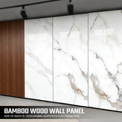 China Fireproof Moisture-proof Bamboo Charcoal Wood Veneer PVC Marble Wall Panel with E0 Grade Formaldehyde Emission for Indoor and Commercial Spaces for sale