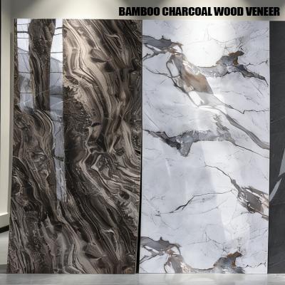 China PVC Marble Sheet PET Wall Panel Bamboo Charcoal Wood Veneer For Home TV Background Living Room for sale