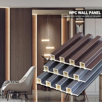 China Interior WPC Wall Panels Waterproof Fireproof Soundproof Grille Board For Entertainment Decorative for sale