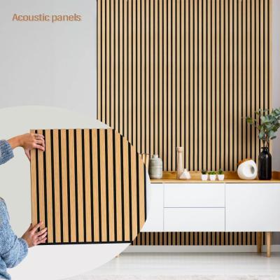 China MDF Polyester Fiber Wood Slat Absorbing Soundproof Plate For Home Studio Piano Room for sale