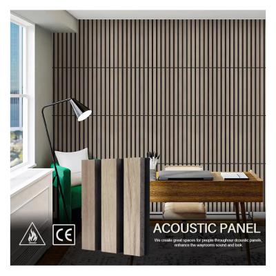China Acoustic Wall Panels MDF Polyester Fiber Soundproof Panels Wood Slat Acoustic Wood Panels for sale