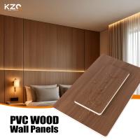 China Bamboo Charcoal Wood Veneer 5mm PVC Wood Grain Wall Panel Sheet For Interior Decor for sale