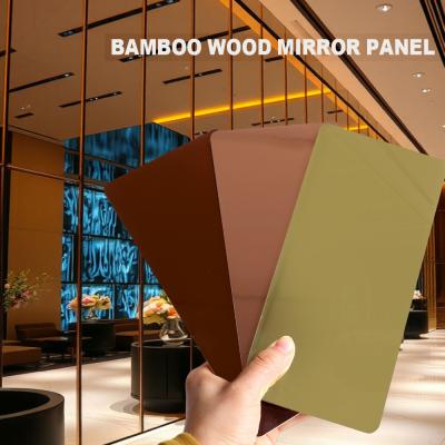 China Modern Design PET Mirror Wall Decoration Bamboo Charcoal Wood Veneer Wall Panel & Board for sale