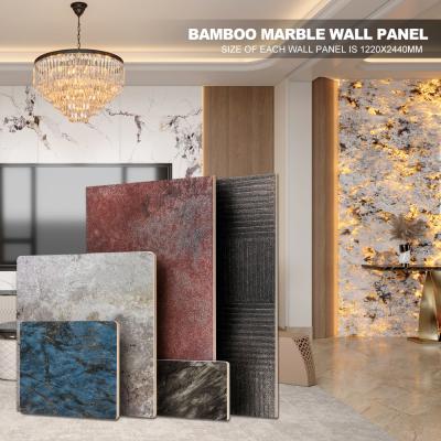 China Luxury High Gloss Wall Panel PVC Marble Sheet Eco-Friendly Bamboo Fiber Wall Panel for sale