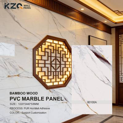 China Custom 8mm Marble Wall Panel Waterproof Bamboo Fiber Board Indoor Wood Veneer for sale