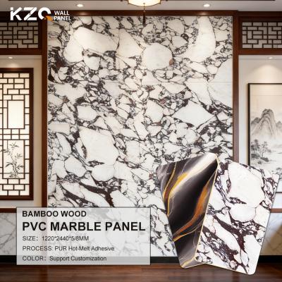 China Factory Wholesale PVC Marble Wall Panel High Gloss Wood Veneer Bamboo Fiber Wall Panel for sale