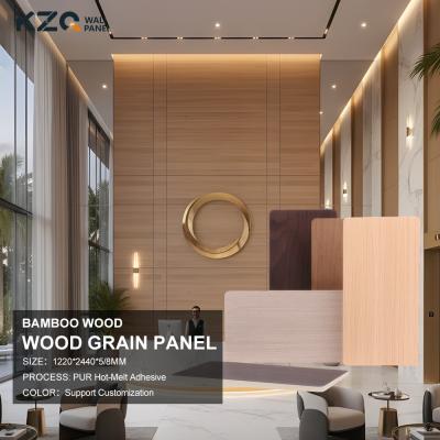 China Customization 5mm 8mm Wood Grain Wall Panel Bamboo Fiber Wall Panel For Hotel for sale
