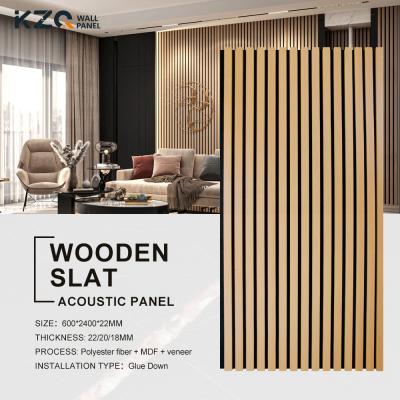 China Hot Selling Wooden Slat Acoustic Panel MDF+Polyester Fiber Sound Proofing Panels for sale