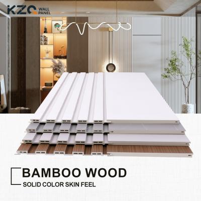 China Factory Wholesale 8mm Solid Color Skin Feel WPC Interior Decor Bamboo Wood Fiber Wall Panel for sale
