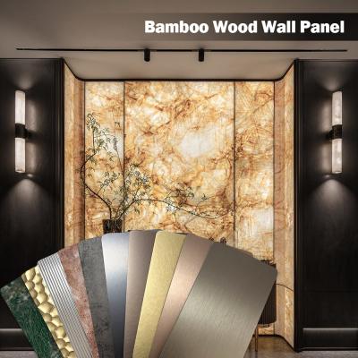 China Textured Metal Wood Veneer Bamboo Fiber Wall Panels For Commercial Spaces And Shopping Malls for sale