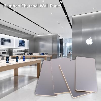 China Factory Wholesale Bamboo Charcoal Wood Veneer Apple Store Style Decorative Metal Wall Panels for sale