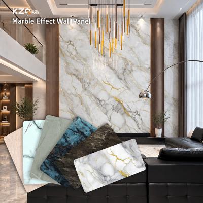 China Modern Style High Gloss White Marble Effect Wall Panel Fire Resistant Bamboo Interior Wall Panels for sale