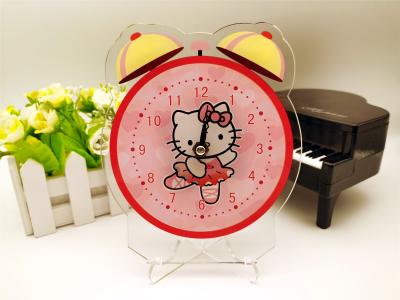 China Inkjet Printing Acrylic Table Clock Engraving With Stainless Steel Stents for sale