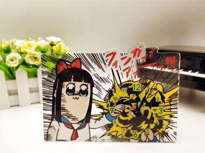 China Clear Acrylic Stand Figures Desk Clock Offset Printing Cartoon Characters Style for sale