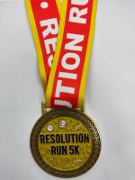 China Goldplating Zinc Alloy Medal , 5k Running Medals  2.5mm Thickness for sale