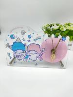 China Clear Acrylic Stand Figures Desk Clock Offset Printing Cartoon Characters Style for sale