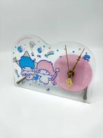 China Clear Acrylic Stand Figures Desk Clock Offset Printing Cartoon Characters Style for sale
