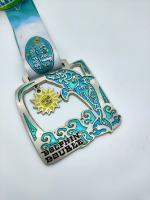 China Dolphin Personalised Marathon Medal Die Casting Color Filling for sale