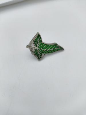 China Green Enamel Leaf Metal Brooch Pin 	Offset Printing  Laser Engraving for sale