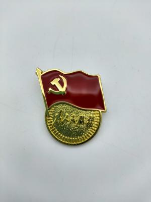 China Safty Communist Lapel Pins Electroplate Diecasting Colour Filling for sale