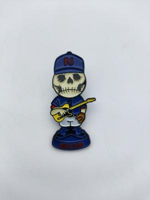 China Cute Anime Metal Brooch Pin Skeleton Guitarist Color Filling Diecasting for sale