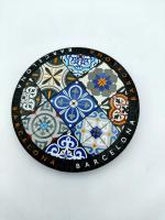 China Tinplate Metal Pin Badges , Round Barcelona Bottle Opener Button On 75mm for sale