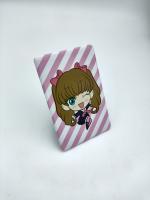 China Square  Custom Made Metal Badges Cute Girl  Tinplate Material Paper Stents for sale