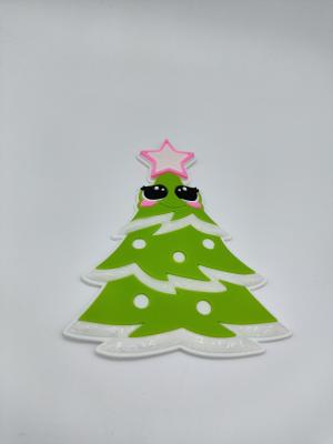 China PVC Logo Label Stickers Christmas Tree Decoration Label For Pull Rod Box for sale