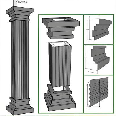 China Building Materials EPS Roman Pillar Mold With Lines Stripes For Outdoor Column Designs for sale