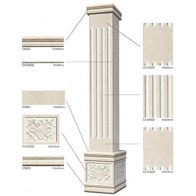 China Classic Villa Exterior Wall Stucco Foam Moulding Stone Hollow Column Roman Pillars for sale