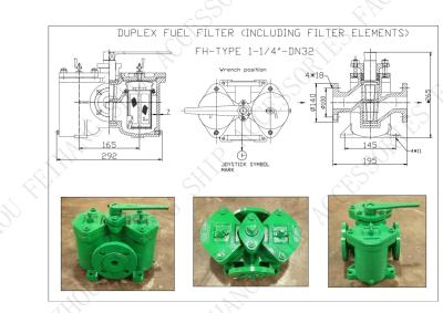 China Duplex Oil Filter AS32 CB/T425-94 195mm Flange to Flange Cast Iron Body for sale