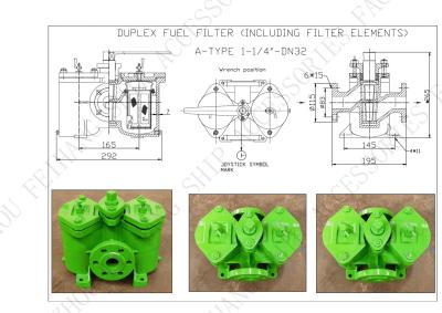 China Duplex Fuel Strainer A32-0.25/0.16 CB/T425-94 Flange to Flange 195mm Cast Iron Body for sale