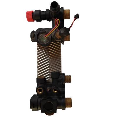 China Brazed Plate Heat Exchanger 60 Plate Copper Hydro Block for Gas Boiler 3.0 Mpa for sale