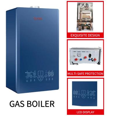 China Sanitary Wall Mount Gas Boiler 28kW Stepless Frequency Conversion Blue Shell for sale