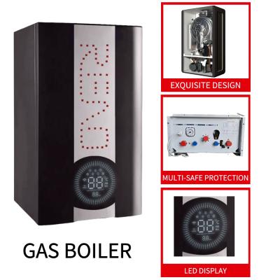 China Black Gas Fired Condensing Boiler Wall Mounted Hot Water Boiler 24kW Copper Heat Exchanger for sale