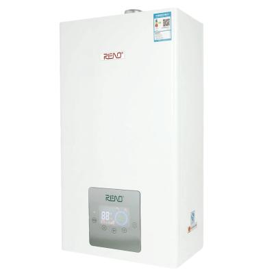 China Wall Hanging Gas Furnace Stainless Steel Copper Golden Shell 24kW Heating and Bath for sale
