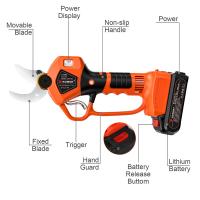 China 40mm Electric Cordless Pruning Shears with LED Display and Handguard for Professional Garden Work for sale