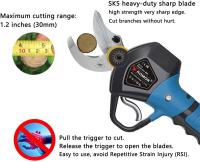 China Rechargeable Cordless Powered Secateurs With 2ah battery & 800W Brushless Motor electric pruning shears for sale