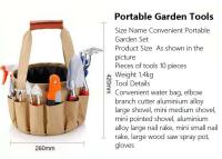 China Aluminium Alloy Gardening Hand Tools With Canvas Bag Portable for sale
