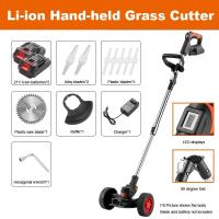 China 2000mAh Battery Operated Weed Eater , Anti Slip Cordless String Trimmer With Wheels for sale