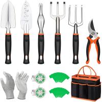 China Silicone Two Color Handle Hand Garden Tool Set Luxury With Pouch for sale