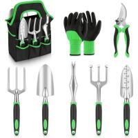 China 8-Piece High Density Garden Equipment Heavy Duty Garden Tools Set Kit With Soft Rubber Non-slip Handle for sale