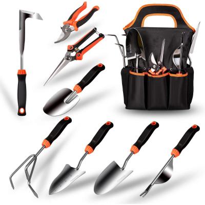 China Horticultural Set 9/7/25/50pcs Aluminum Alloy Garden Tools Set Bicolor Handle for Woman Kids for sale