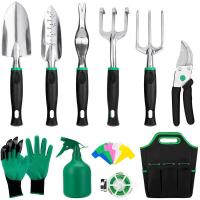 China Durable Heavy Duty Tool Set Canvas Bag Combination Kit Aluminum Shovel Garden Scissors with Cloth Bucket for sale