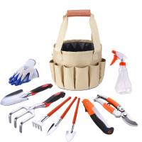 China Durable Heavy Duty Tool Set Canvas Bag Combination Kit Aluminum Shovel Garden Scissors with Cloth Bucket for sale
