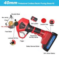 China Cordless Electric Pruner Tree Branch Cutter with 2pcs 2Ah Lithium Batteries 1.57 inch 40mm Cutting Diameter for sale